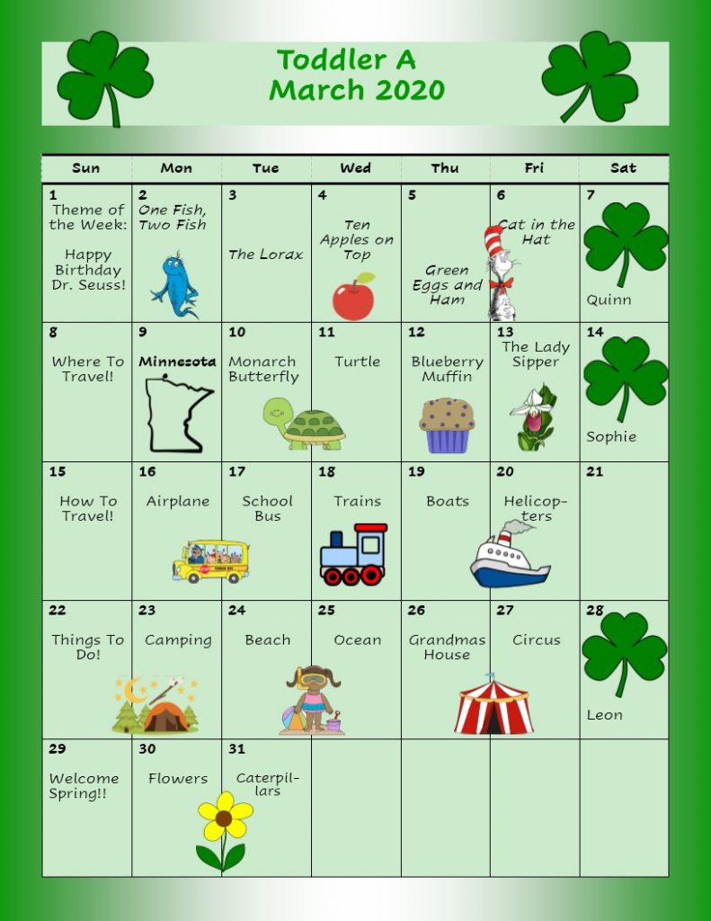 Toddler A Calendar LC – Children's Discovery Academy