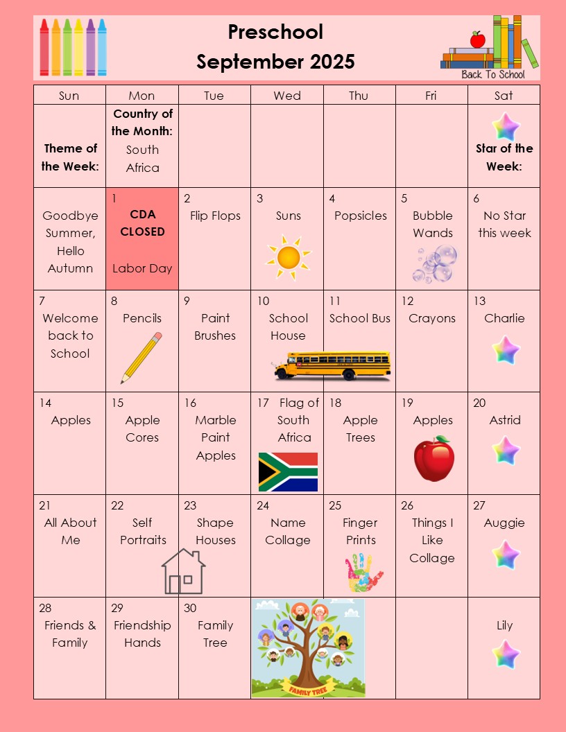 Preschool Calendar LC – Children's Discovery Academy