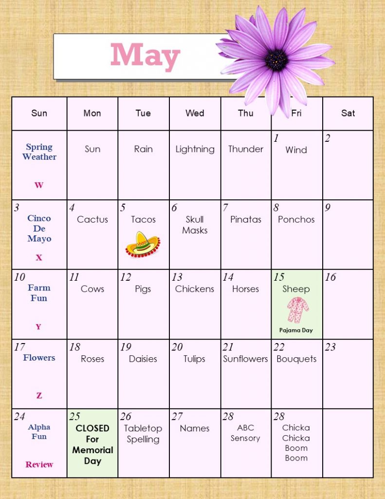 Pre-Kindergarten Calendar VH – Children's Discovery Academy