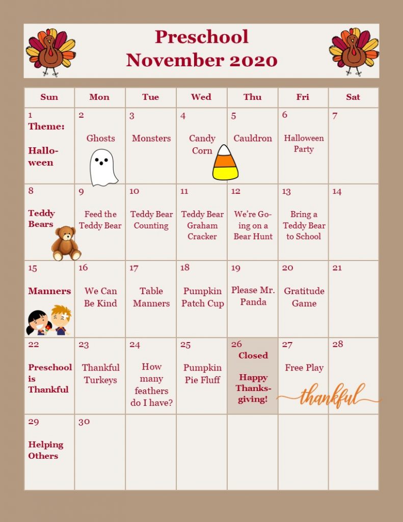 Preschool Calendar LC – Children's Discovery Academy