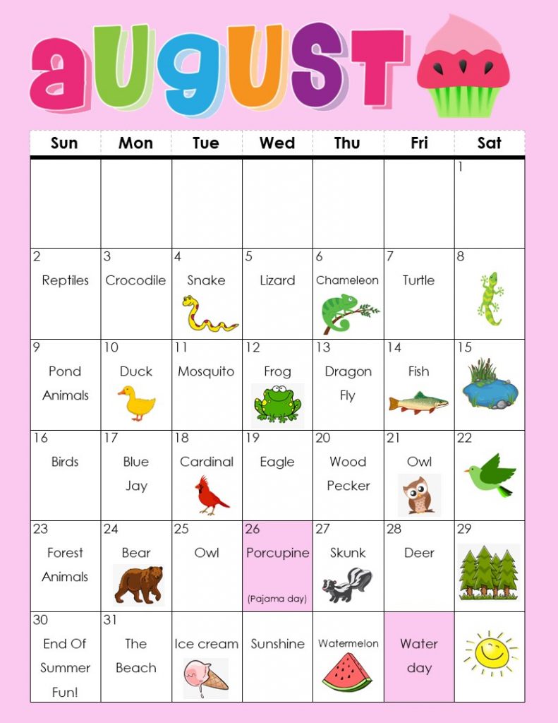 Preschool Calendar VH – Children's Discovery Academy