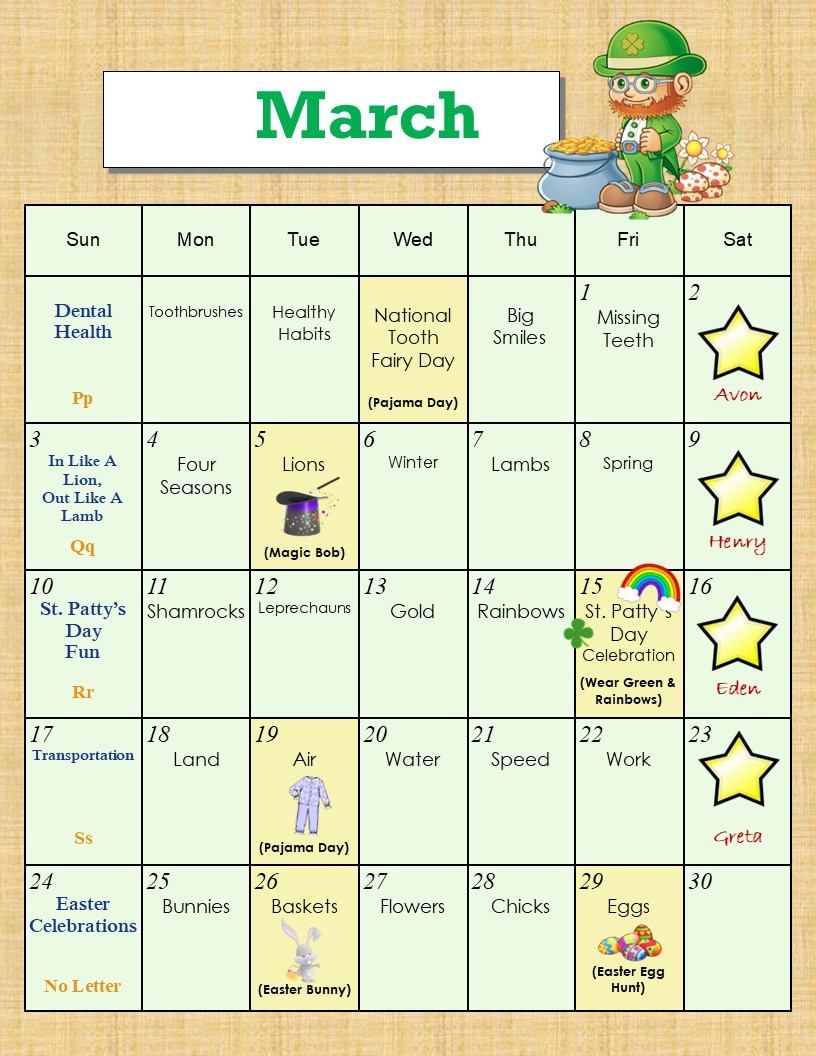 Pre-Kindergarten Calendar VH – Children's Discovery Academy