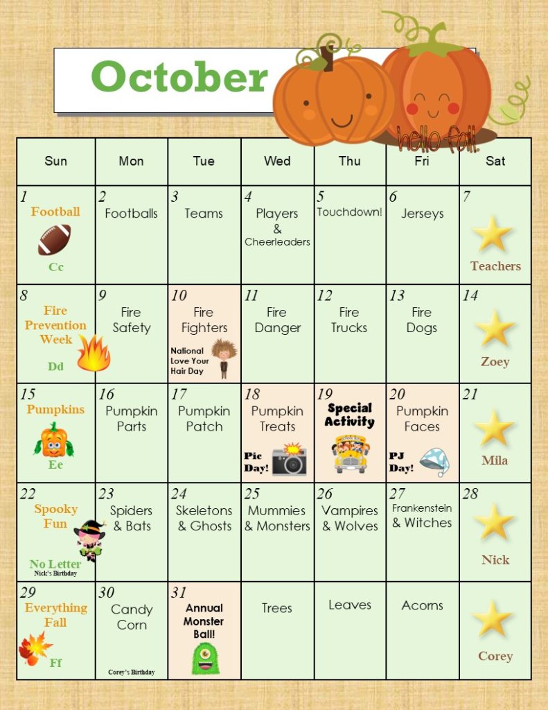 Pre-Kindergarten Calendar VH – Children's Discovery Academy