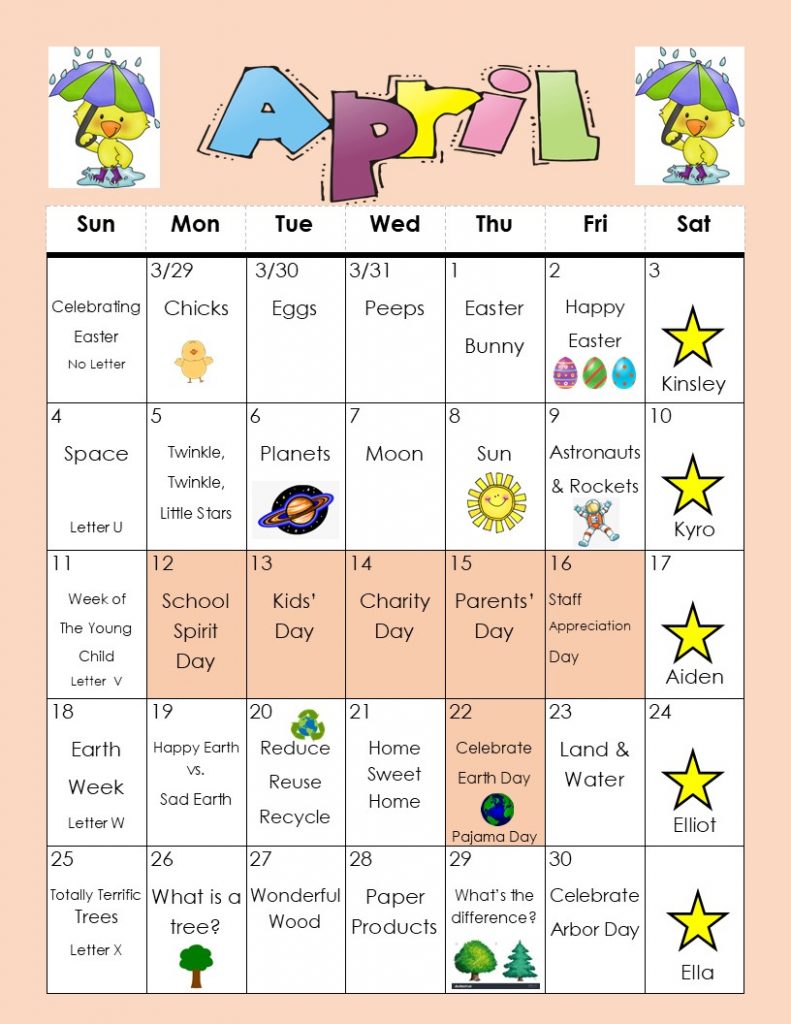 Preschool Calendar VH – Children's Discovery Academy