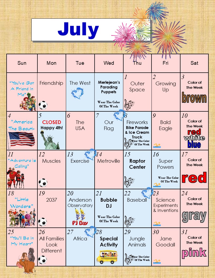 Pre-Kindergarten Calendar VH – Children's Discovery Academy