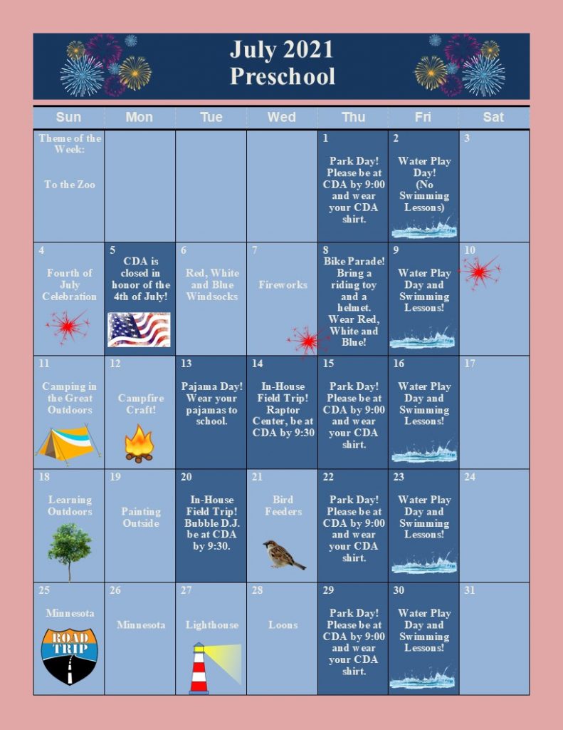 Preschool Calendar LC – Children's Discovery Academy